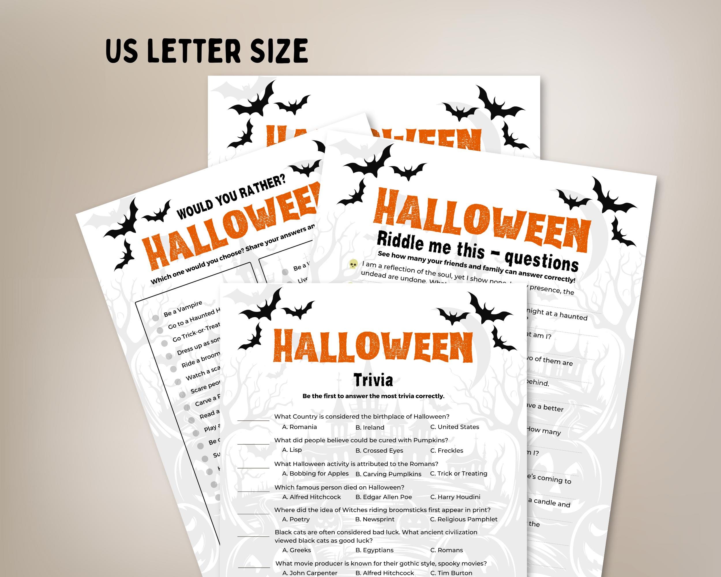 Spooky Halloween Riddles and Jokes Printable Set for Teens, Printable ...