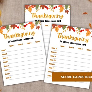 60 Second Thanksgiving Game Set - Fun for Family Gatherings! Fast-paced ...