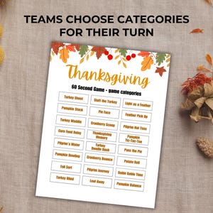60 Second Thanksgiving Game Set - Fun for Family Gatherings! Fast-paced ...
