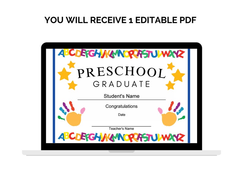 Editable Preschool Graduation Certificate, Printable Preschool ...