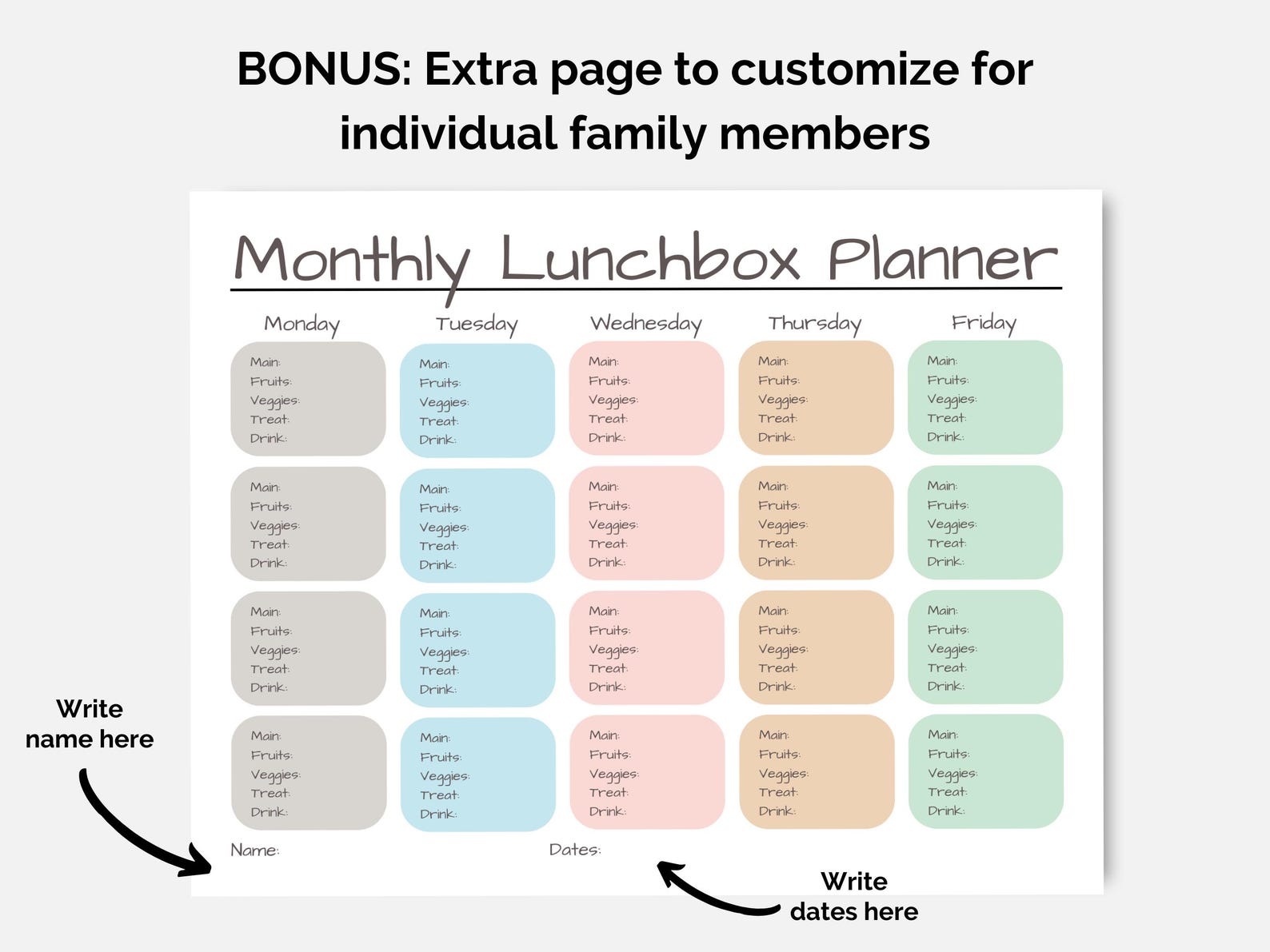 Lunchbox Meal Prep Made Easy With Colorful Weekly and Monthly ...