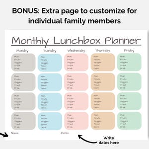 Lunchbox Meal Prep Made Easy With Colorful Weekly and Monthly ...