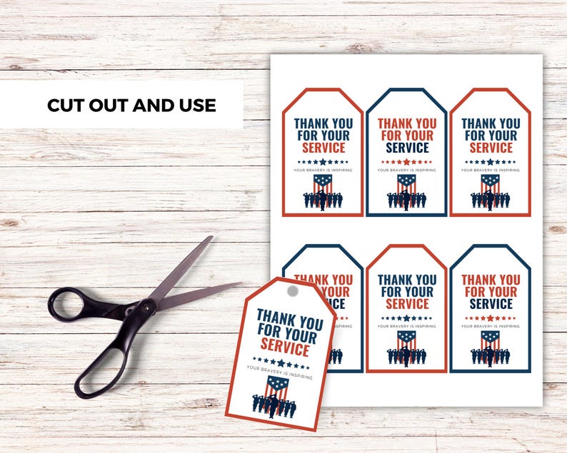 Patriotic Veteran's Day Gift Tags - Instant Download, Military ...