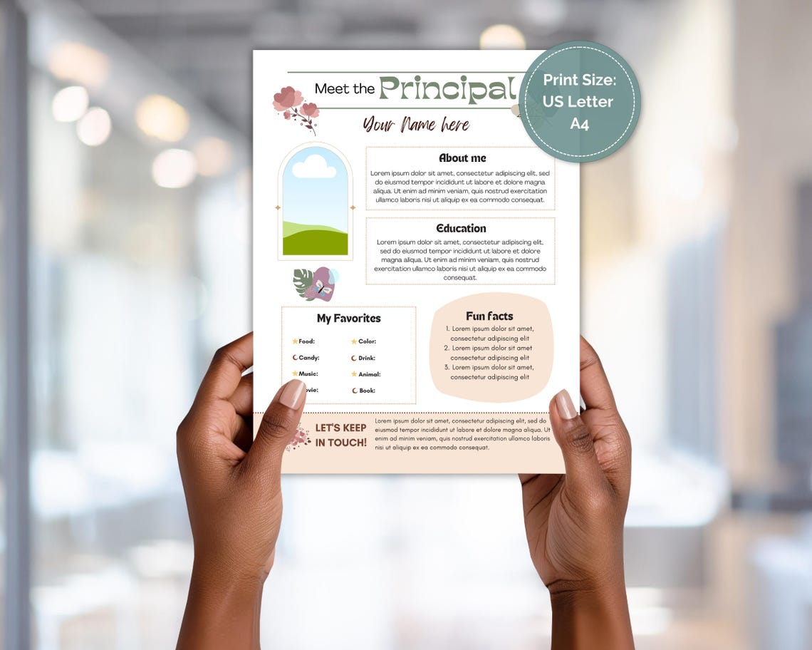 Meet the Principal Template - Custom Canva Design, Boho Style Custom ...