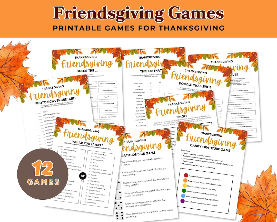Fun Friendsgiving Printable Game Set - Gather & Play! Ultimate ...