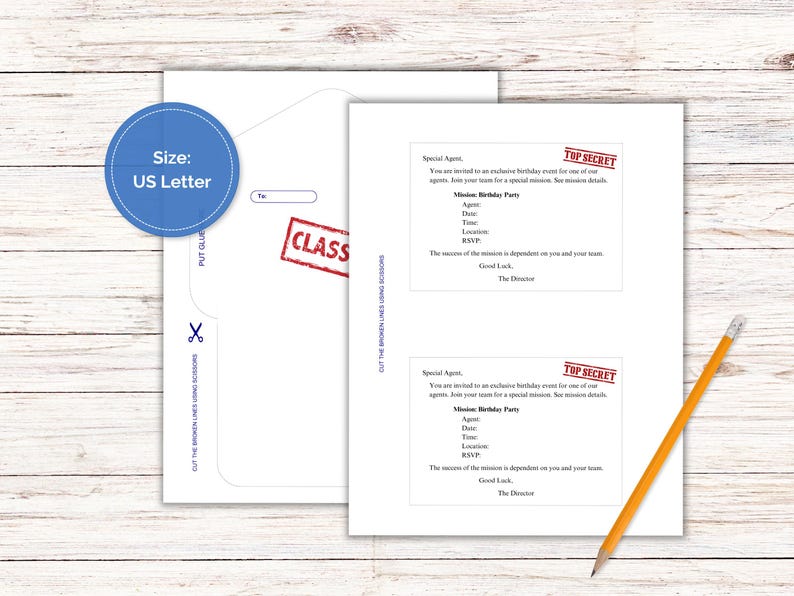DIY Printable Special Agent Birthday Party Invitations - Detective ...