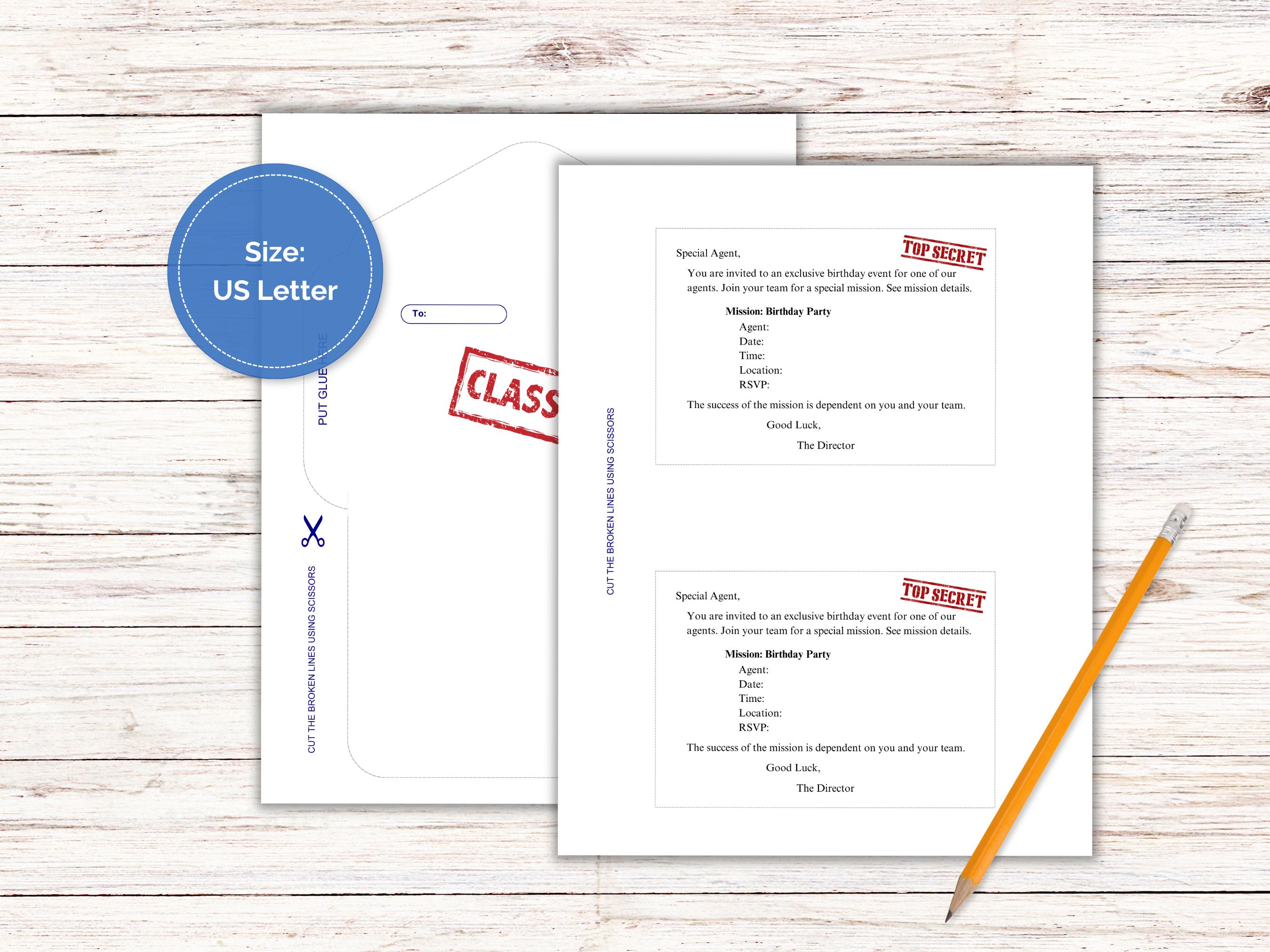 DIY Printable Special Agent Birthday Party Invitations - Detective ...