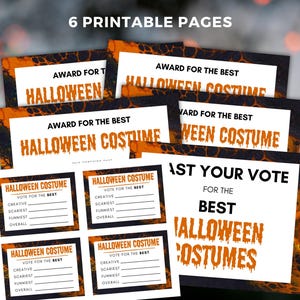 Halloween Ballots & Awards Set - DIY Template Bundle, Editable Costume ...
