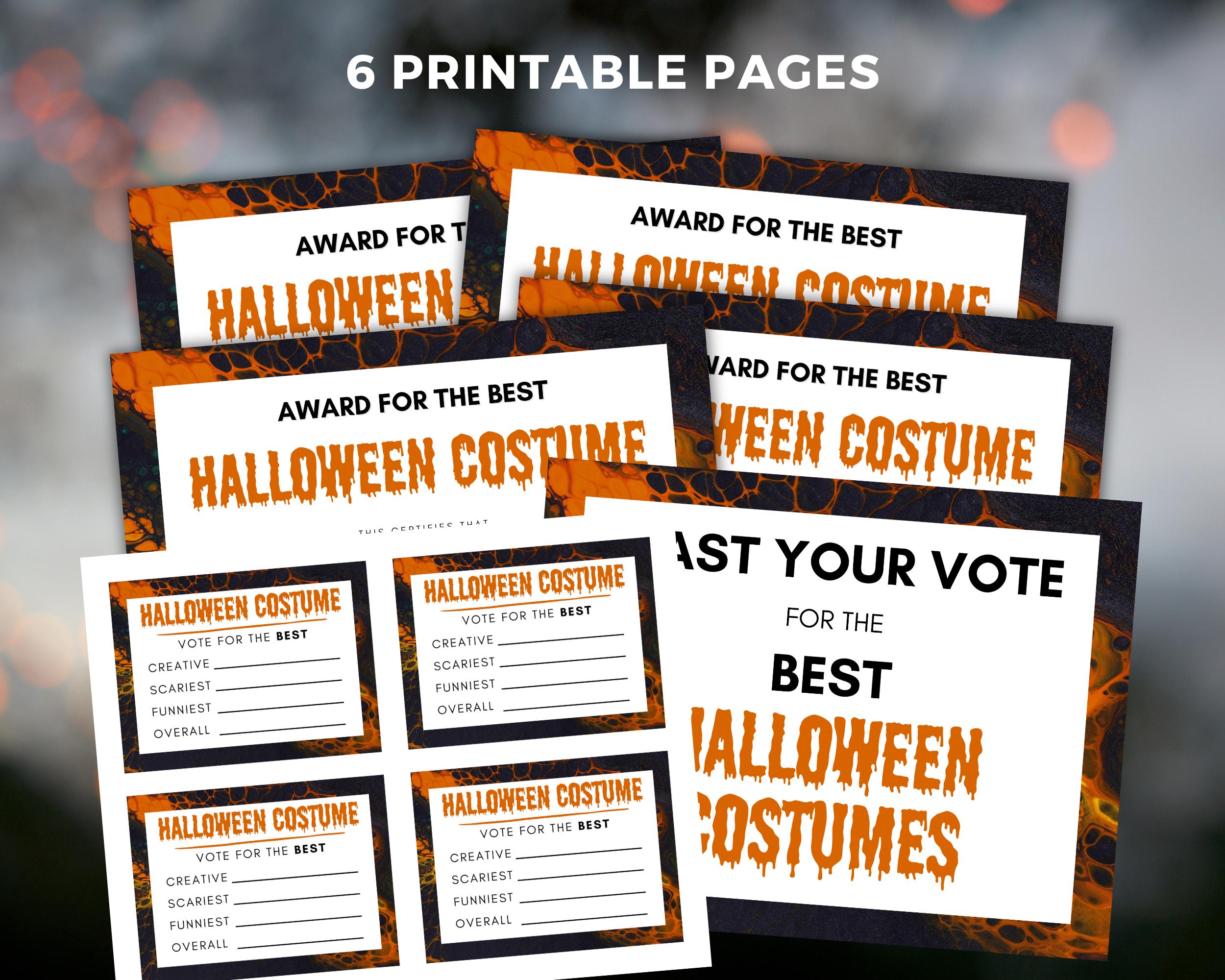 Halloween Ballots & Awards Set - DIY Template Bundle, Editable Costume ...