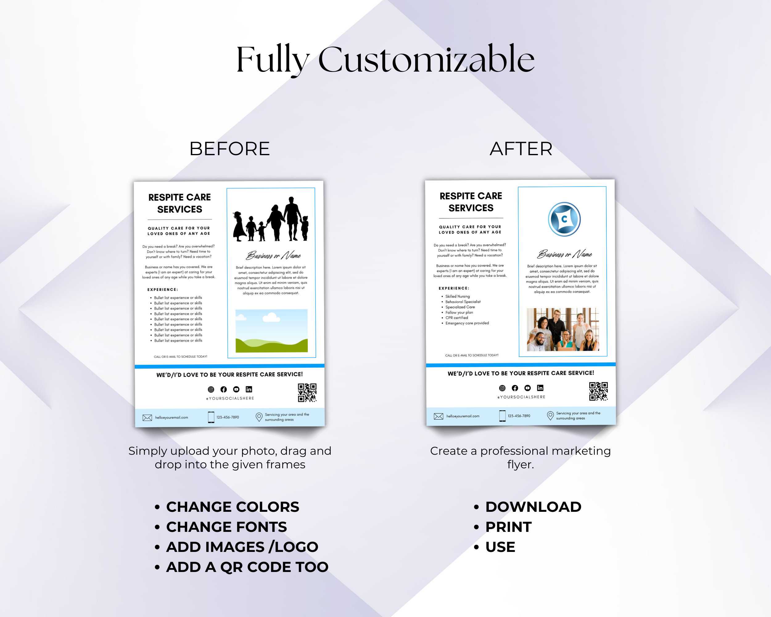 Respite Care Flyer Template, Customizable Respite Care Tear off Flyer ...