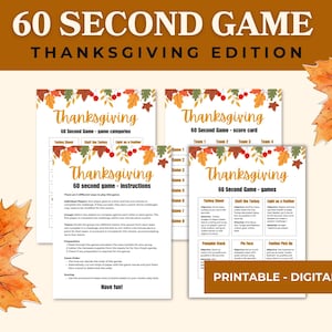 60 Second Thanksgiving Game Set - Fun for Family Gatherings! Fast-paced ...