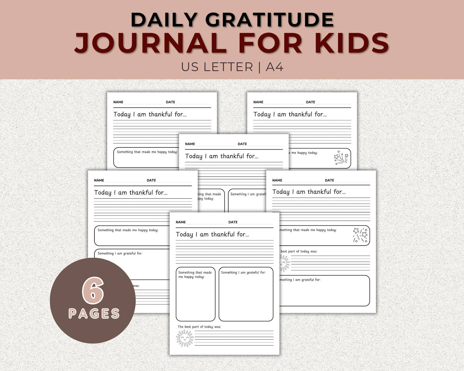Printable Daily Gratitude Journal for Kids - Easy and Engaging! Kid ...