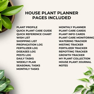 House Plant Digital Planner, Indoor Garden Lover Tracker: Botanical ...