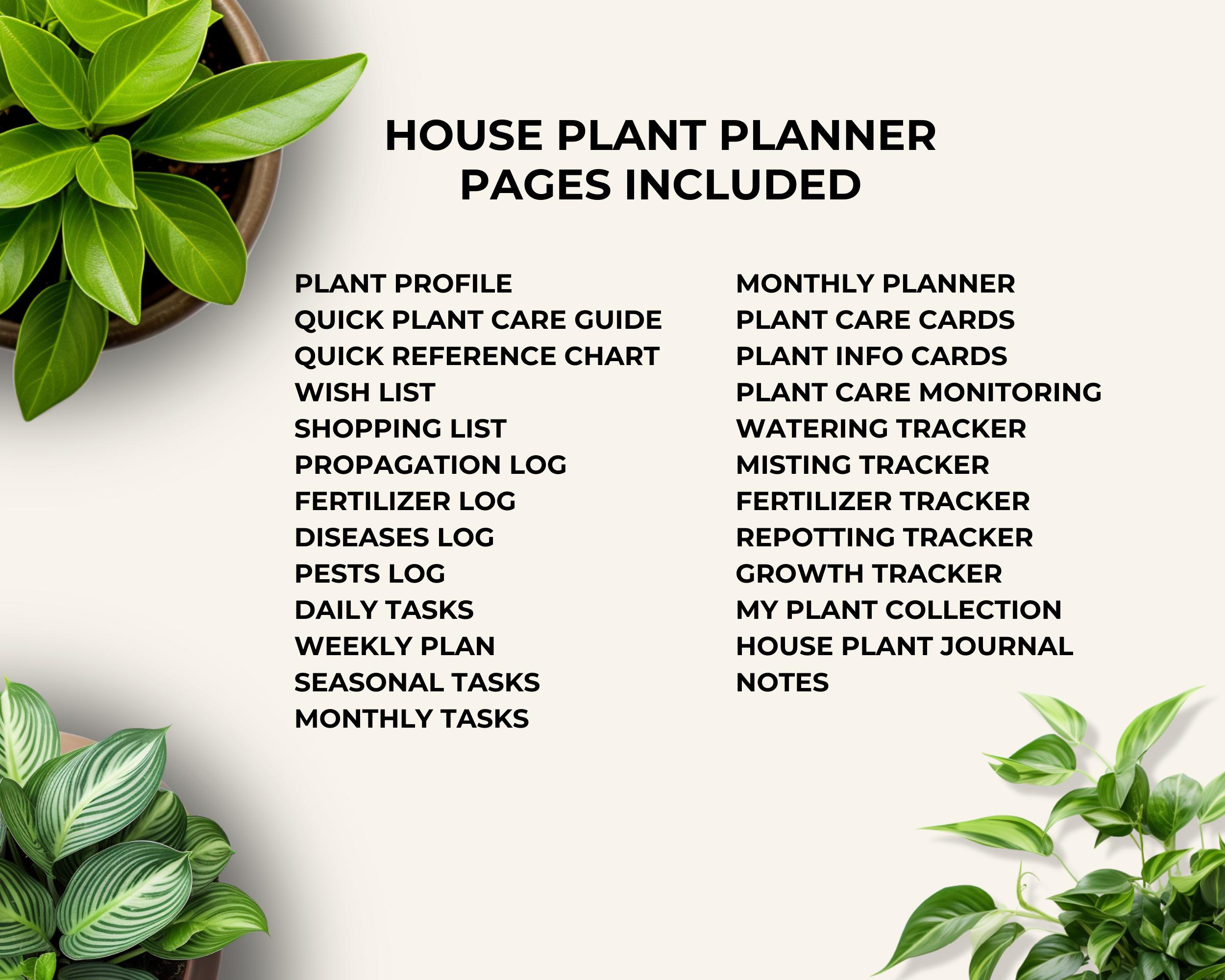 House Plant Digital Planner, Indoor Garden Lover Tracker: Botanical ...