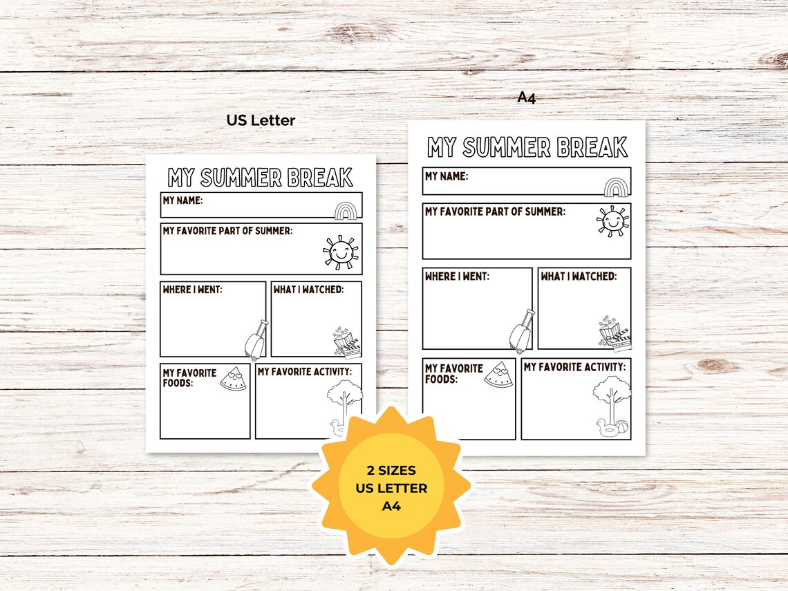 End of Summer Break Coloring Printable - Fun School Activity for Kids ...