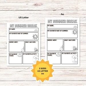 End of Summer Break Coloring Printable Fun School Activity for Kids ...