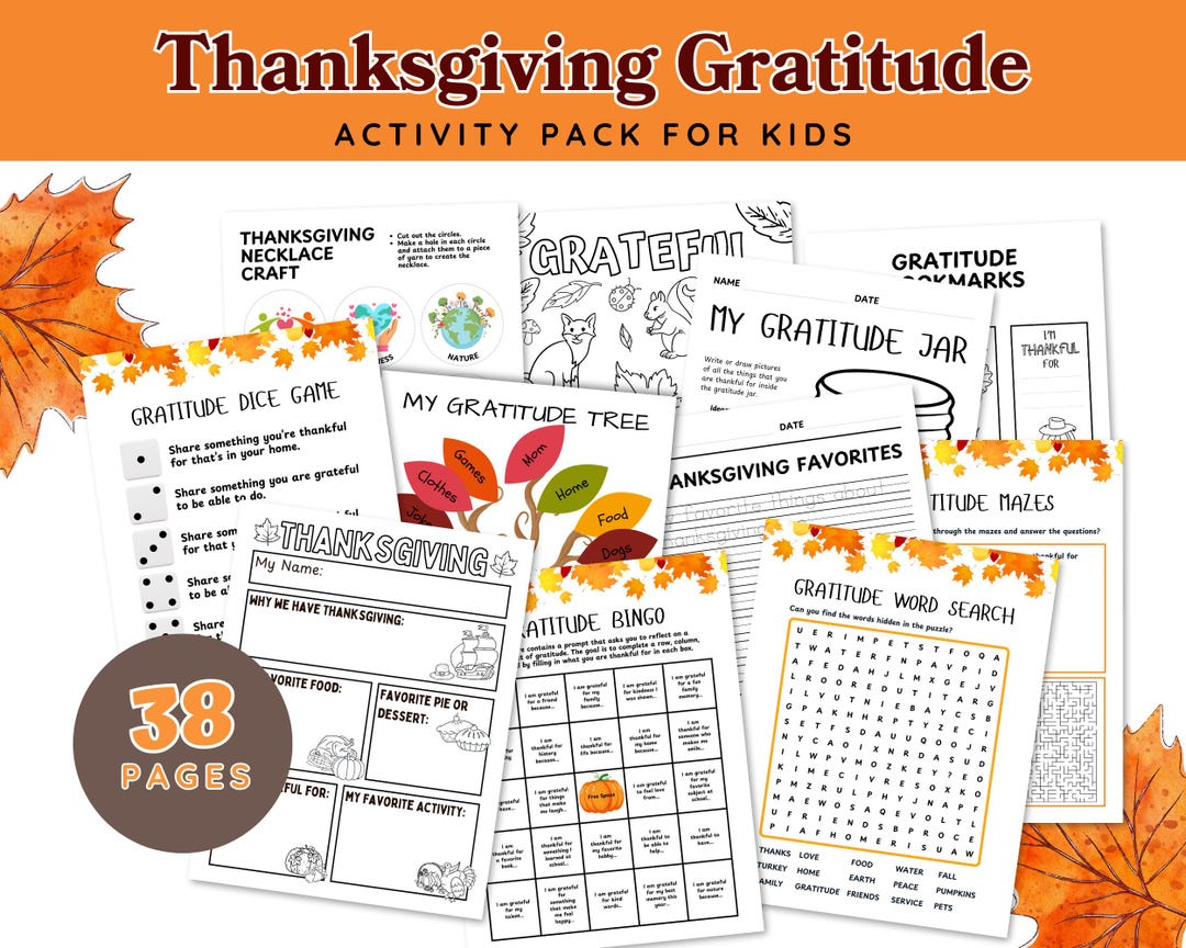 Kids' Thanksgiving Gratitude Activities - Downloadable Printable Fun ...