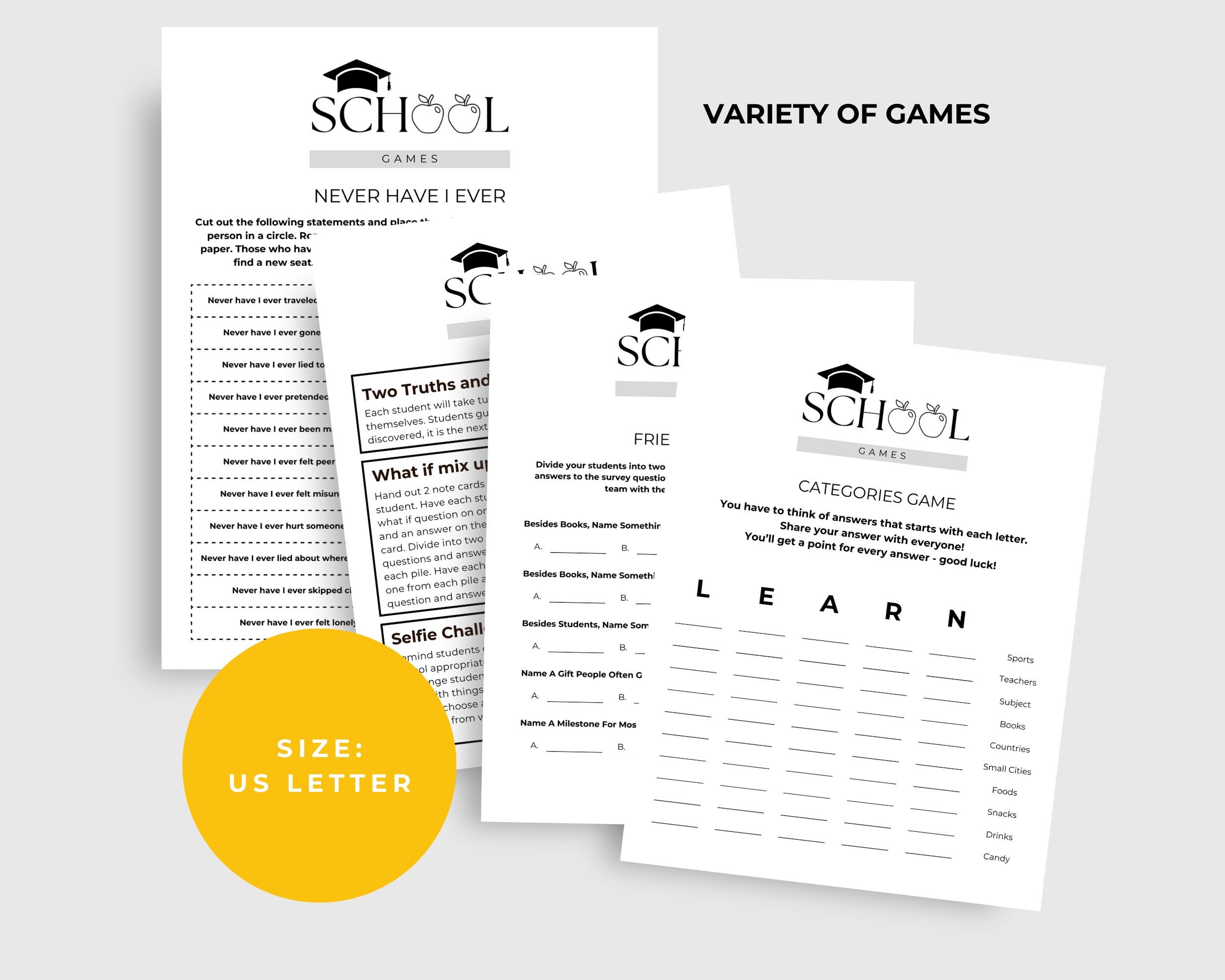 Fun School Game Bundle Teen Edition - Social Activities and ...