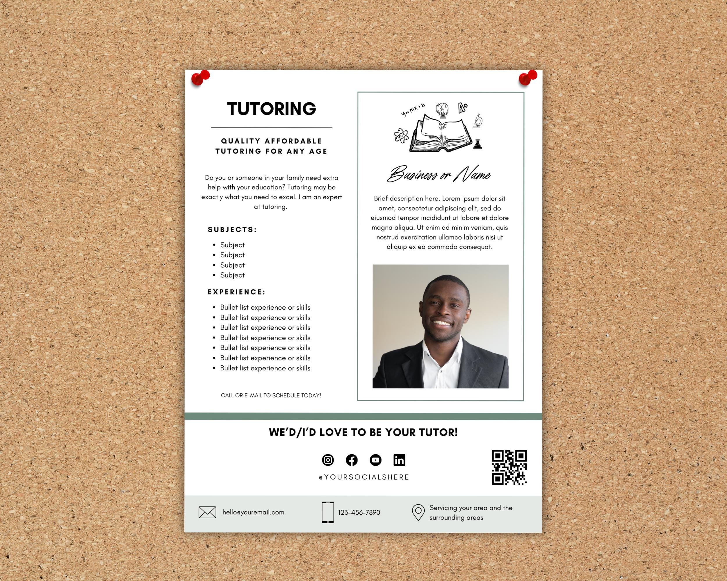 Customizable Tutoring Tear off Flyer Template | DIY Canva Design ...
