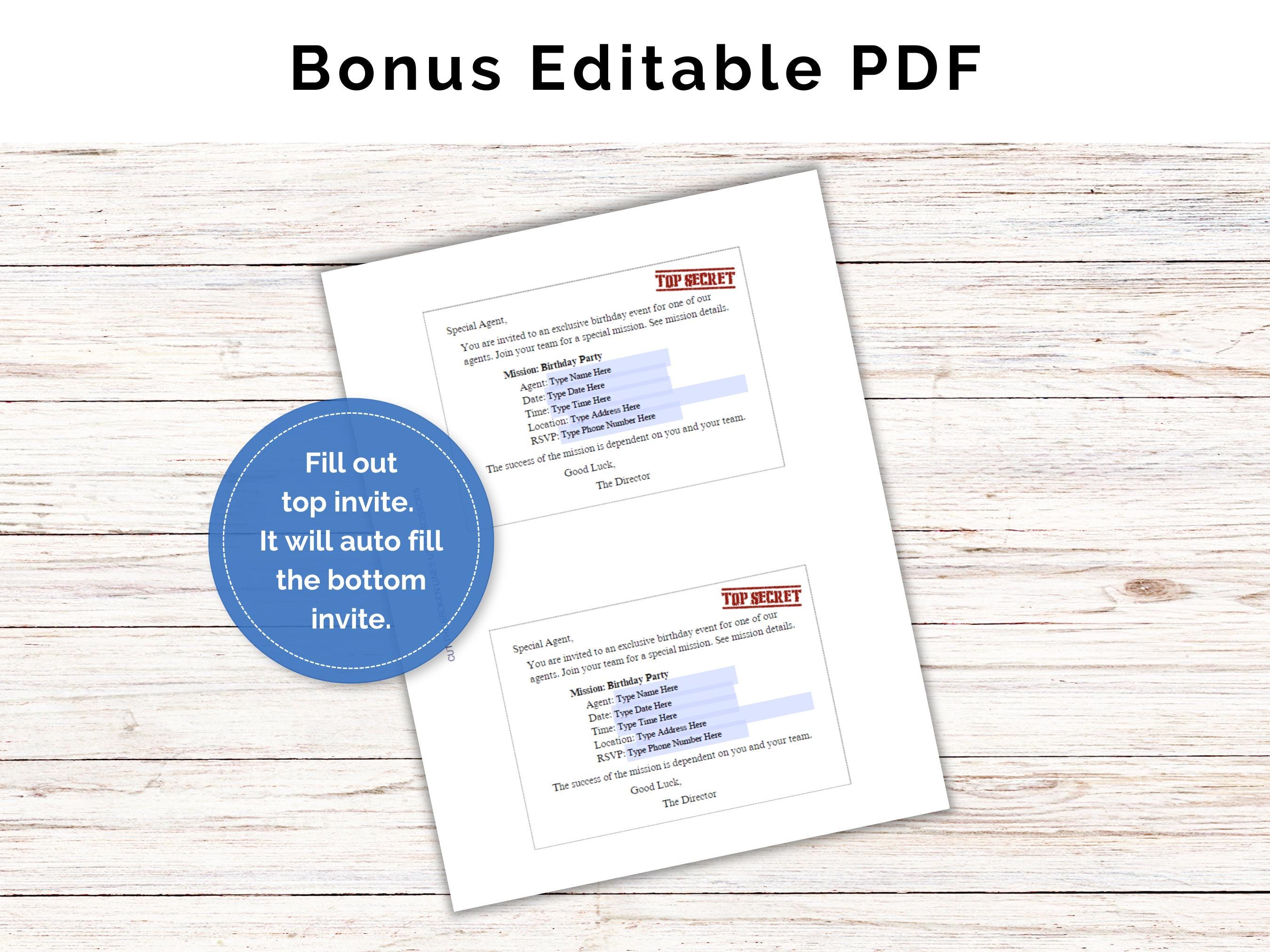 DIY Printable Special Agent Birthday Party Invitations - Detective ...
