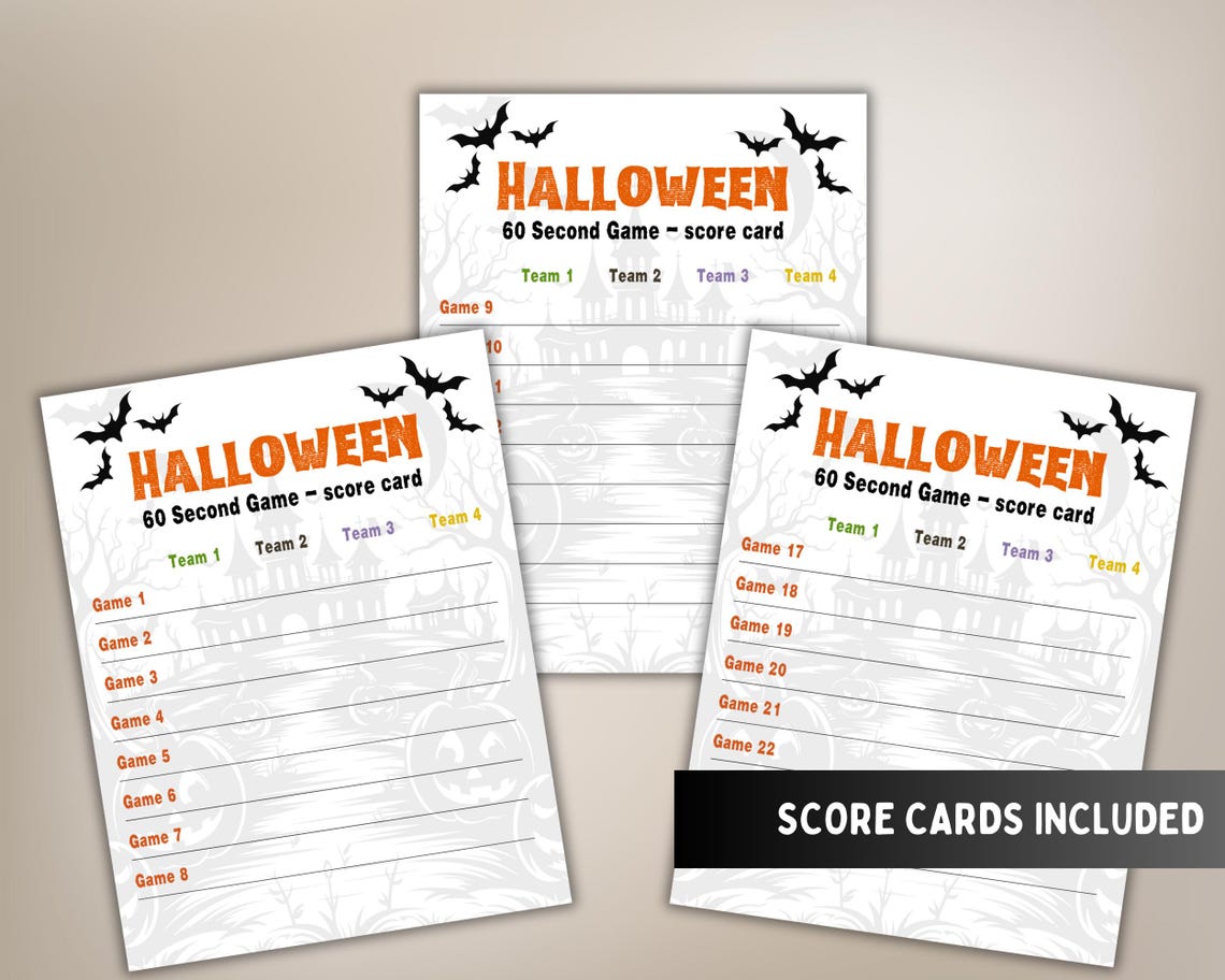 Fun Halloween Party 60 Second Games Instant Printable for Teens ...