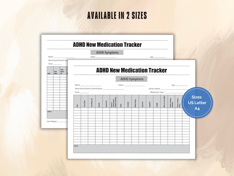 ADHD New Medication Tracker, Printable for Tracking ADHD Medicine, ADD ...