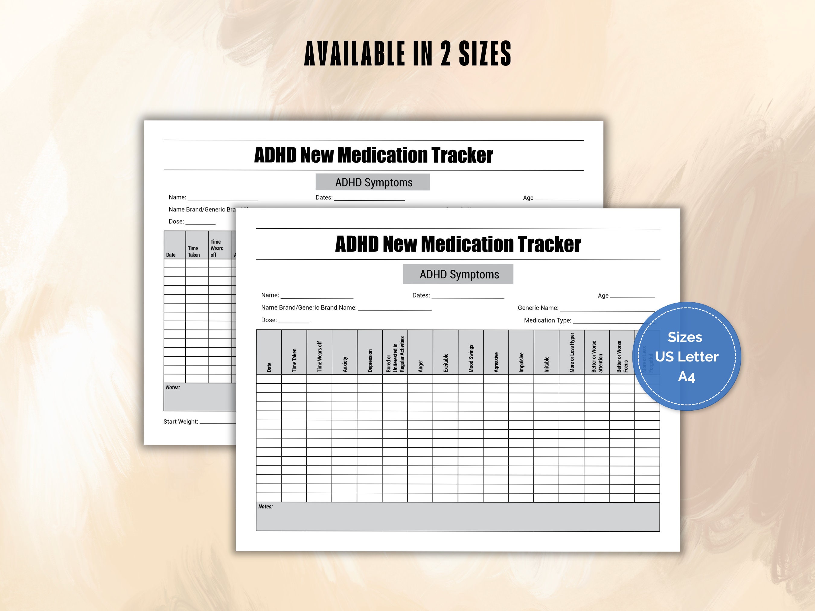 ADHD New Medication Tracker, Printable for Tracking ADHD Medicine, ADD ...