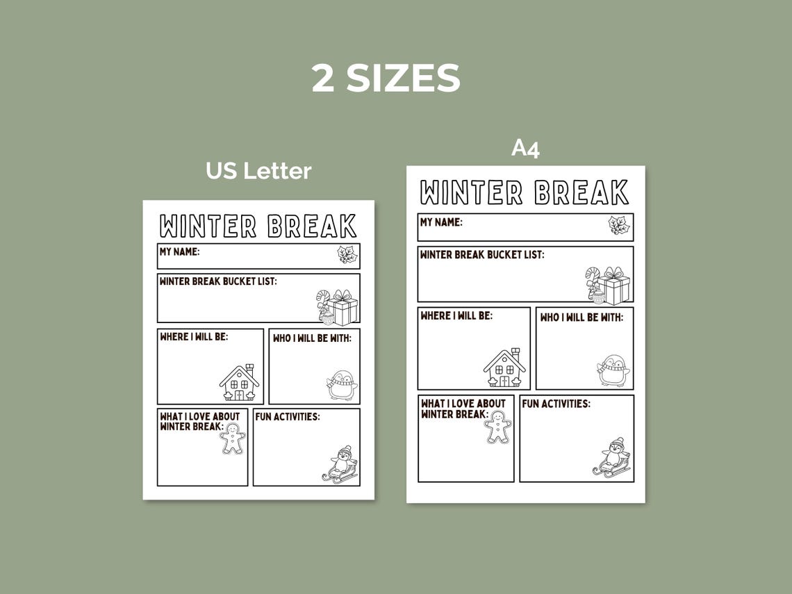 Winter Break Coloring Printable for Kids - Fun Activity Sheet, Kids ...