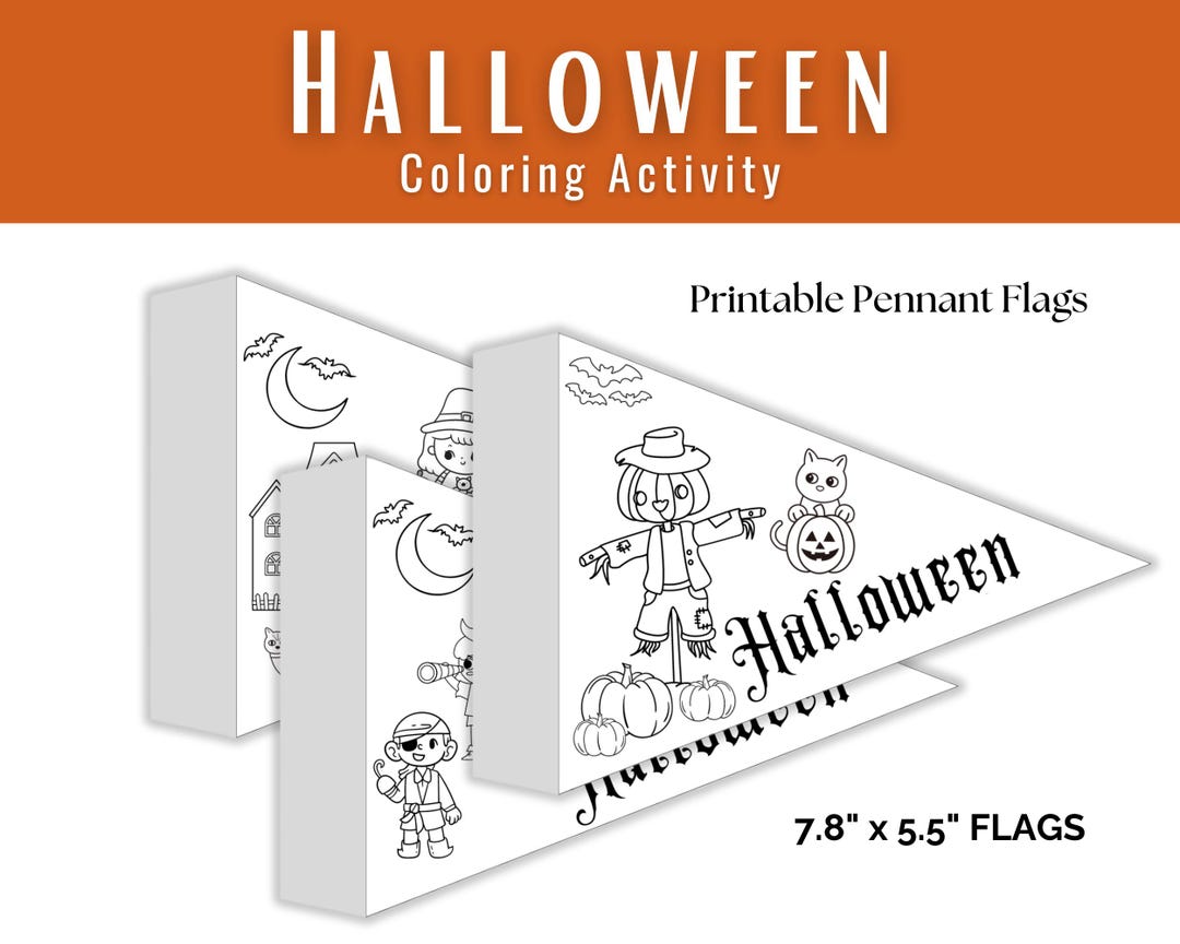 Spooky Halloween Pennant Flags Coloring Set - Creative Party Activity ...