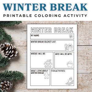 Winter Break Coloring Printable for Kids - Fun Activity Sheet, Kids ...