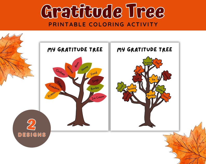 Gratitude Tree Coloring Page - Fun Craft Activity for Kids, Mindful ...