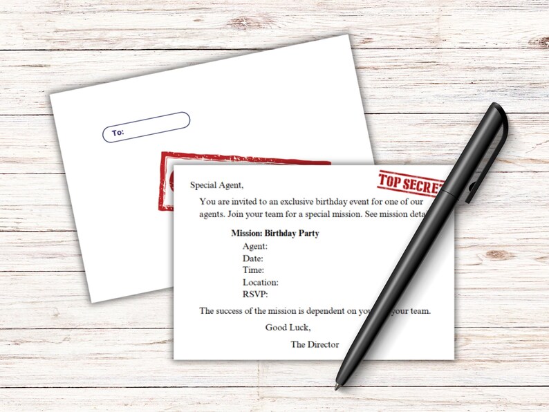 DIY Printable Special Agent Birthday Party Invitations - Detective ...