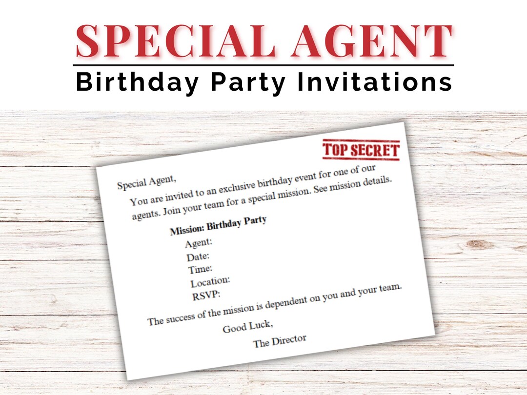 DIY Printable Special Agent Birthday Party Invitations - Detective ...