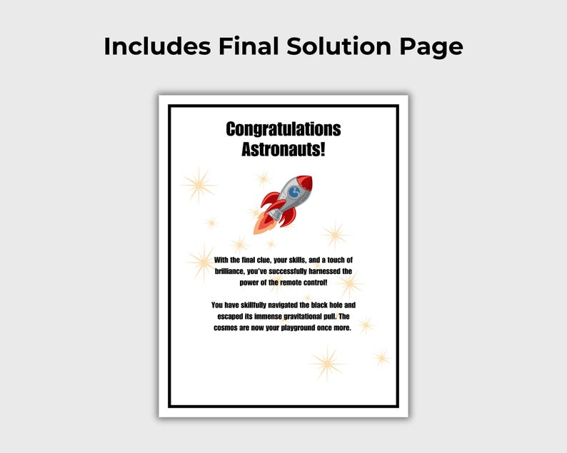 Space Theme Escape Room Printable Game for Teens and Tweens, Fun Space ...