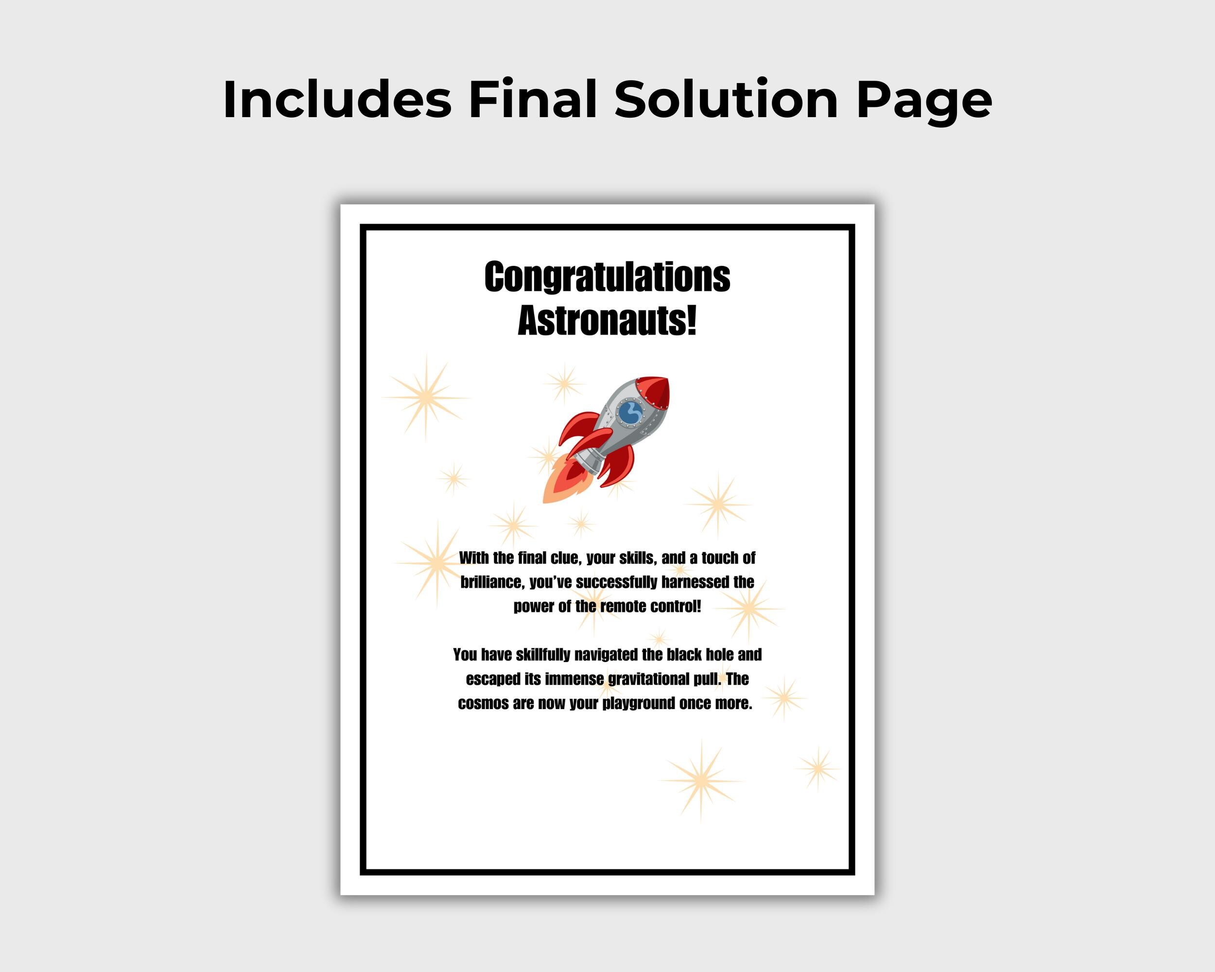 Space Theme Escape Room Printable Game for Teens and Tweens, Fun Space ...