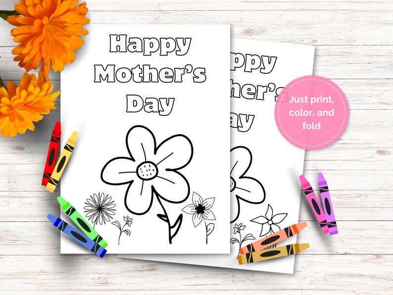 Mother's Day Coloring Coupon Card, Mother's Day Colouring Card, Mother ...
