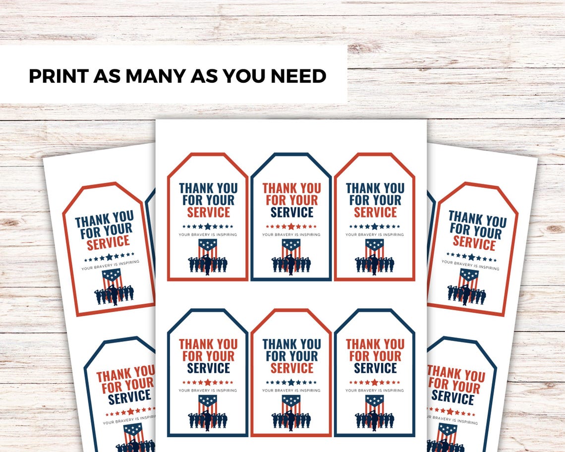 Patriotic Veteran's Day Gift Tags - Instant Download, Military ...