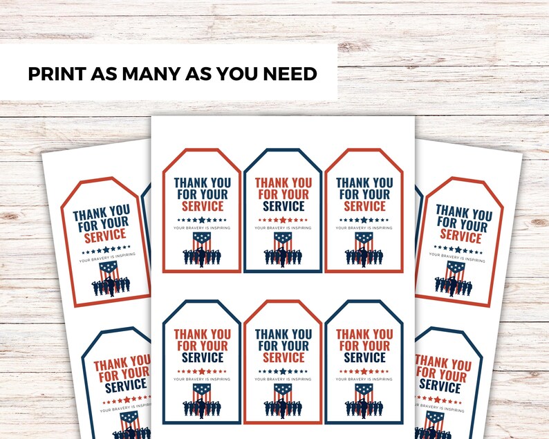 Patriotic Veteran's Day Gift Tags - Instant Download, Military ...