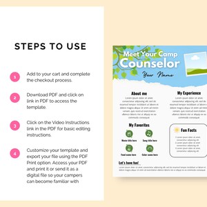 Summer Camp Fun: Printable Meet the Counselor Flyer Template, Get to ...