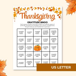 Gratitude Bingo Game Set for Thanksgiving Fun, Thanksgiving Bingo: A ...