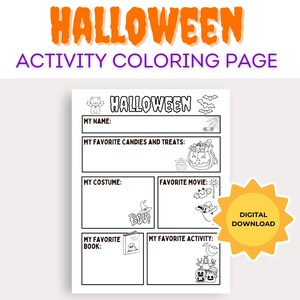 Spooky Halloween Activity Coloring Page - Fun for Home or School, DIY ...