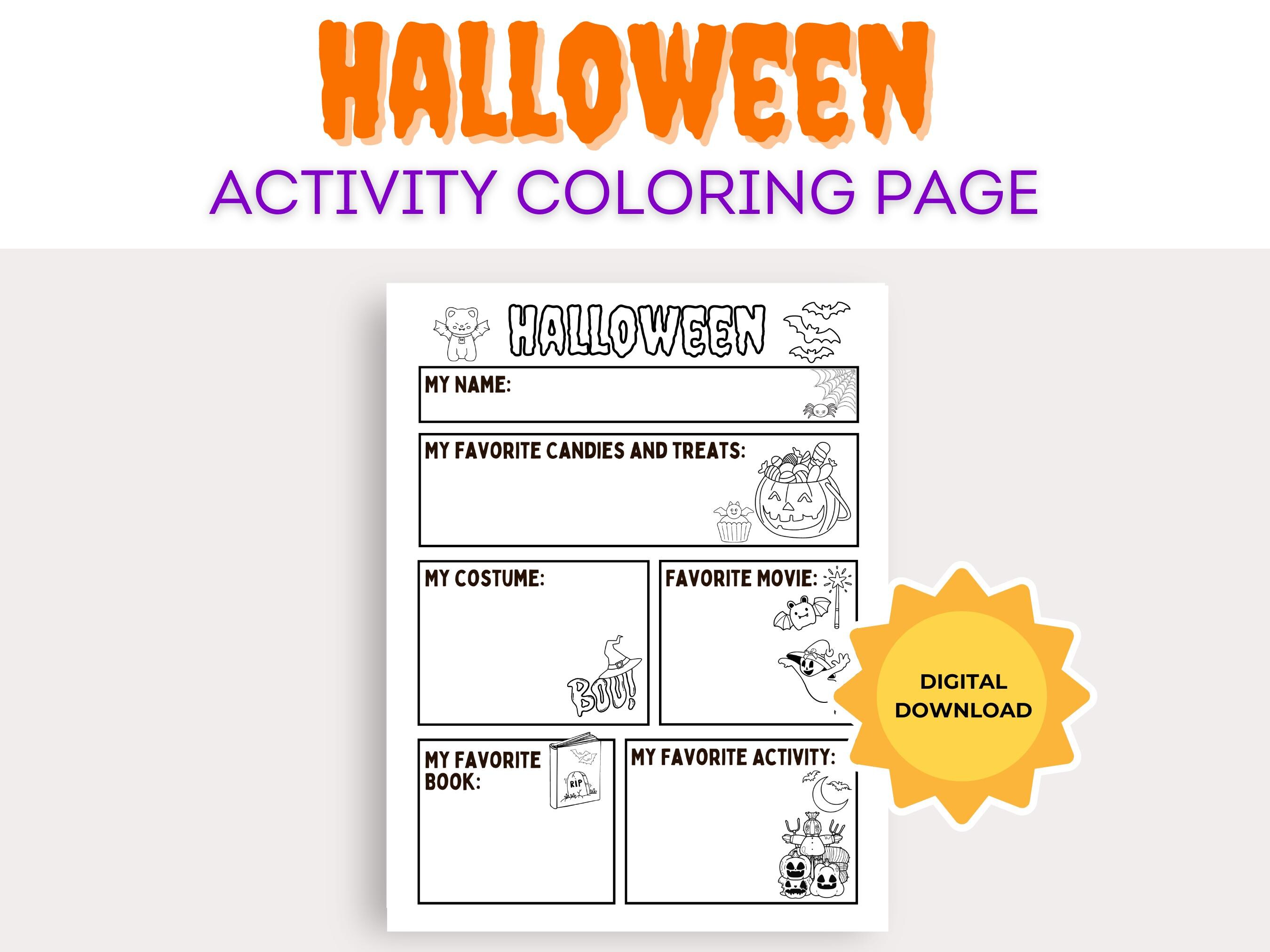 Spooky Halloween Activity Coloring Page Fun for Home or School, DIY ...