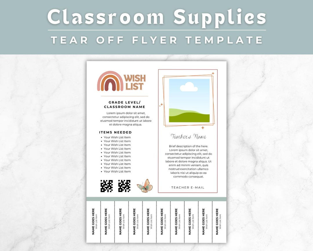Teacher's Must-have Tear-off Flyer Template for Classroom Supplies ...