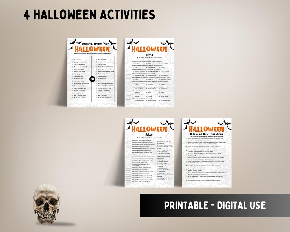 Spooky Halloween Riddles and Jokes Printable Set for Teens, Printable ...