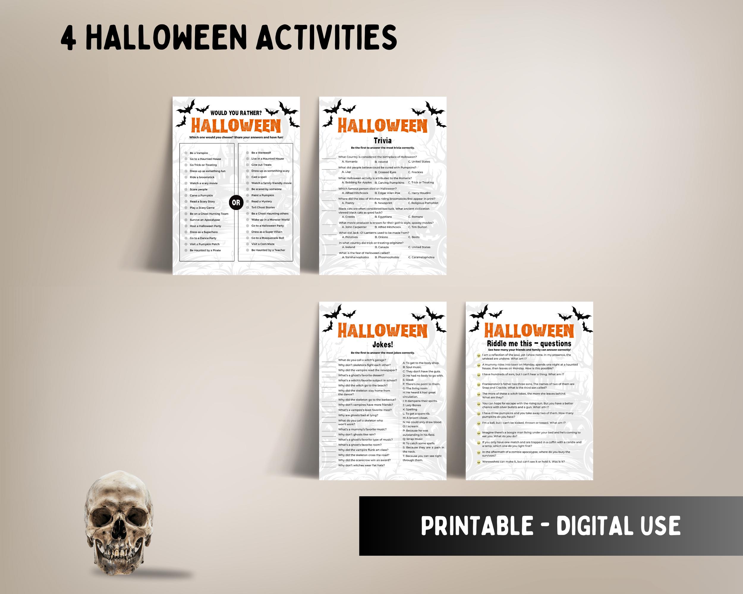 Spooky Halloween Riddles and Jokes Printable Set for Teens, Printable ...