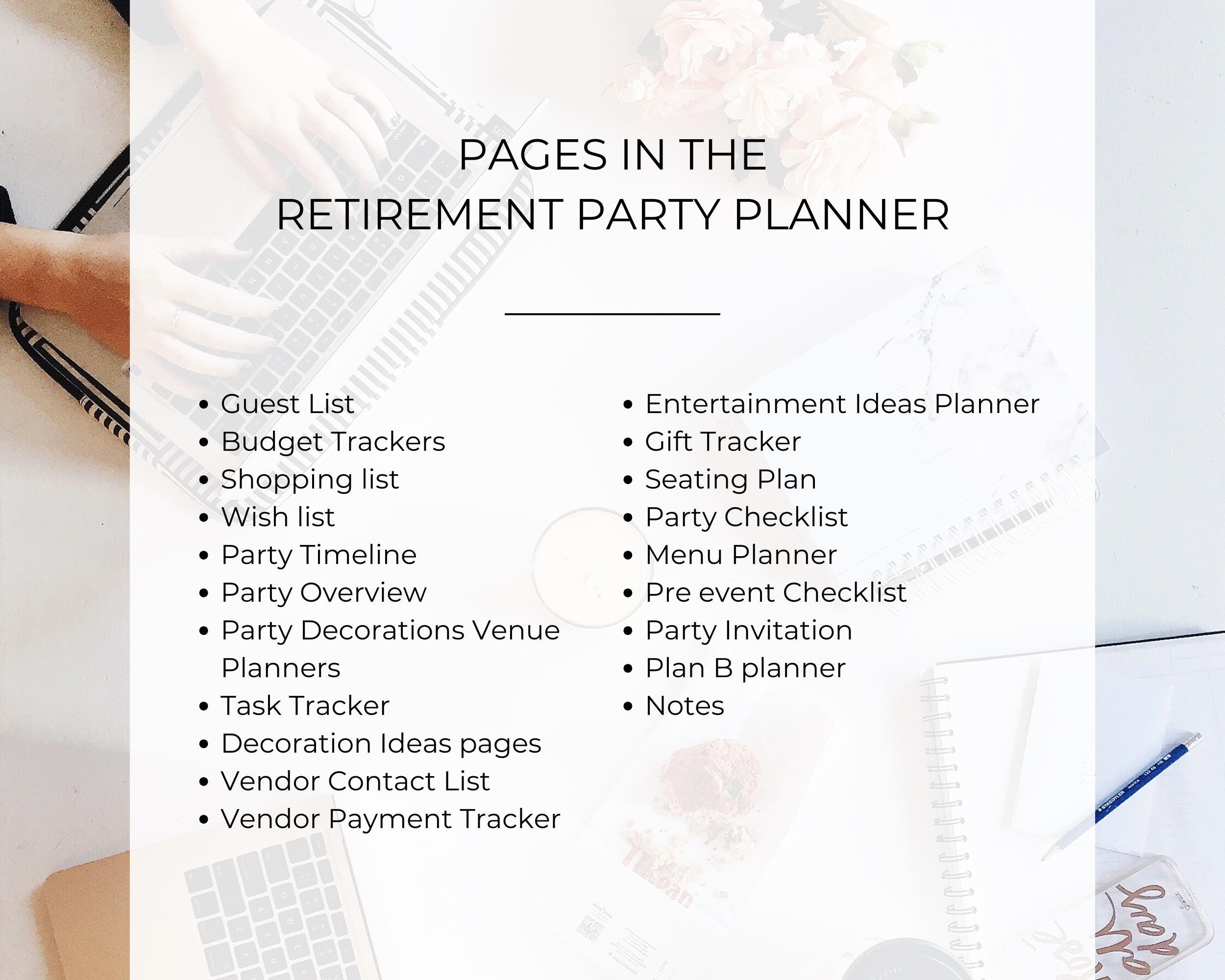 Retirement Party Planner Printable Kit - Celebration Organization Tools ...