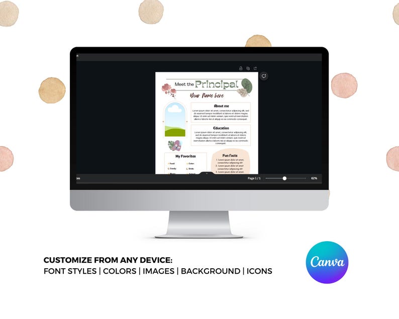 Meet the Principal Template - Custom Canva Design, Boho Style Custom ...