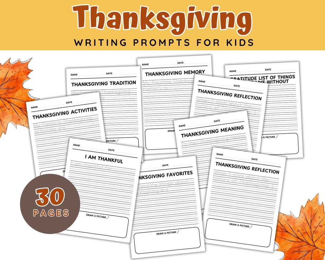 Thanksgiving Writing Prompts for Kids - Creative Printables Bundle ...