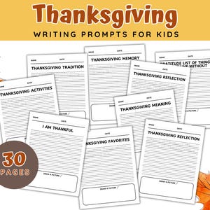 Thanksgiving Writing Prompts for Kids - Creative Printables Bundle ...