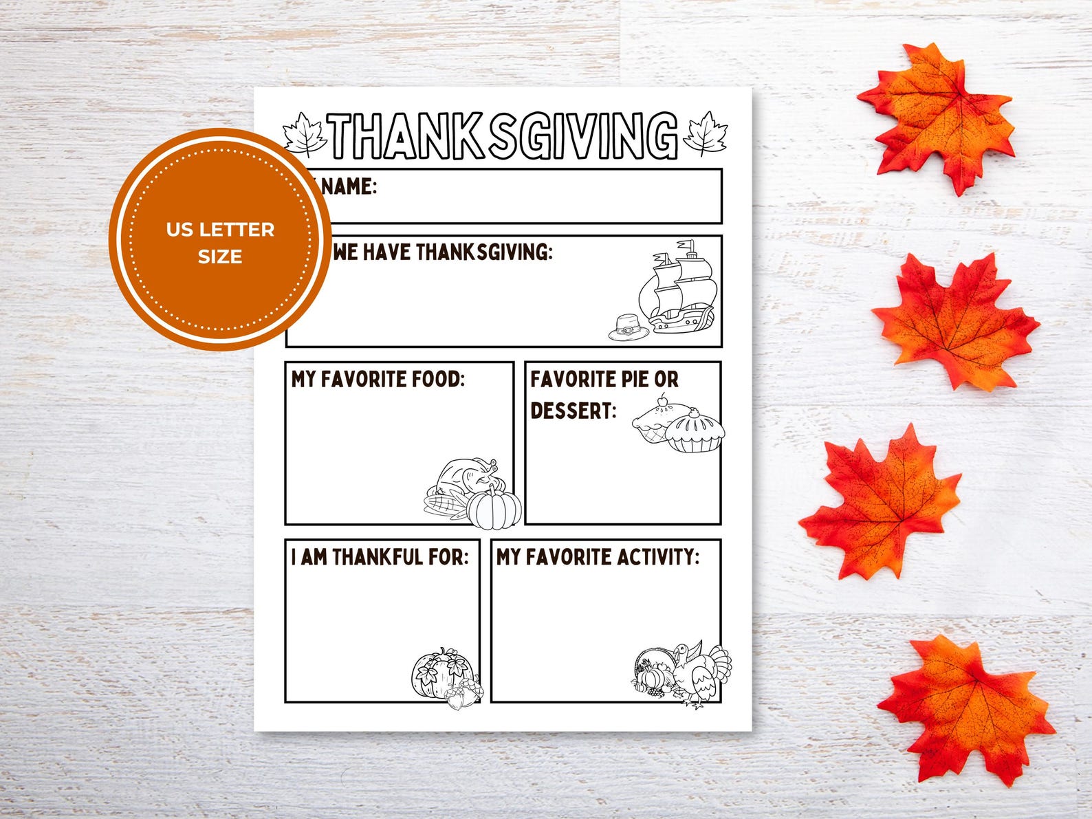 Printable Thanksgiving Activity Coloring Page Instant Download ...